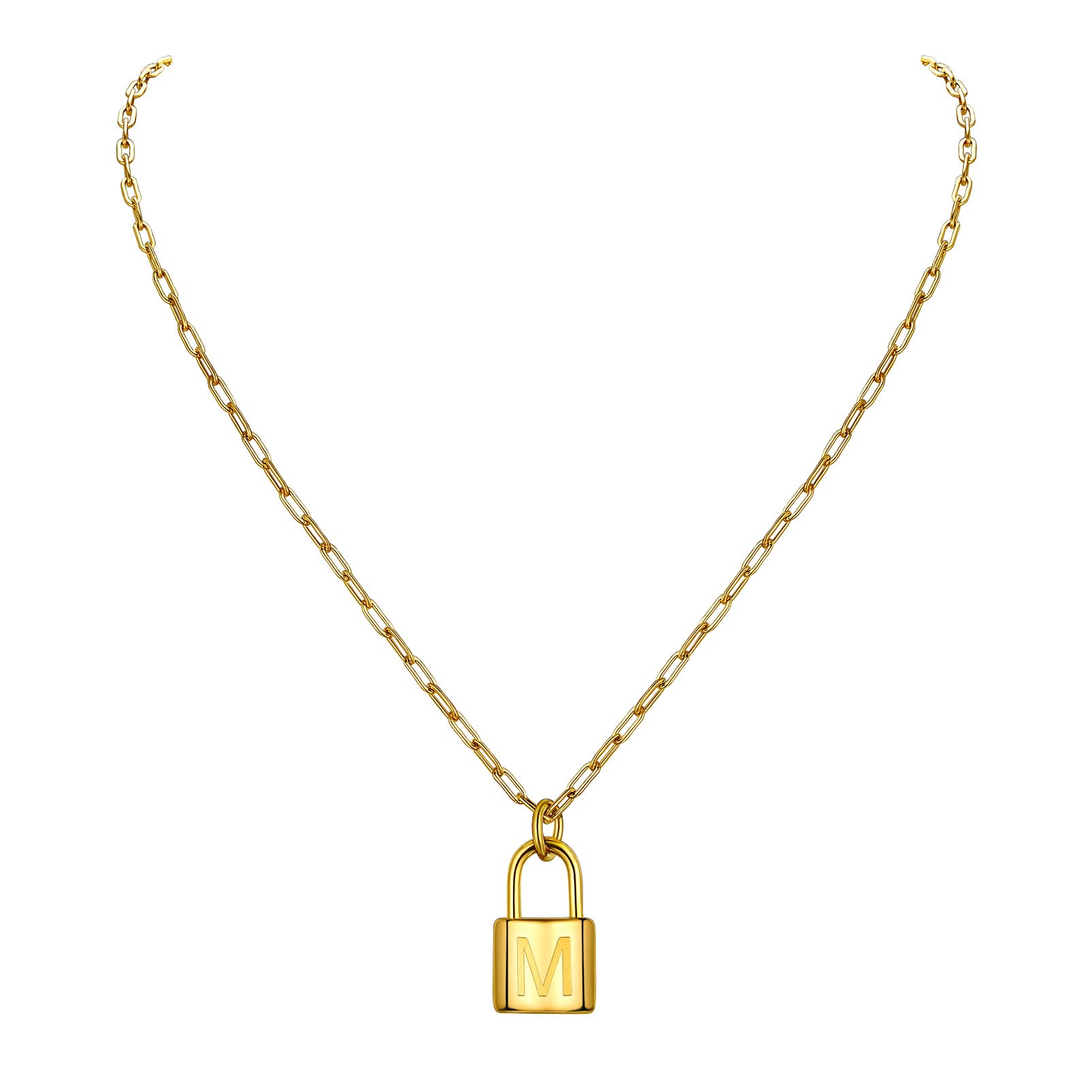 PROSTEEL Trendy Lock Necklace for Women Chain M Initial Necklace