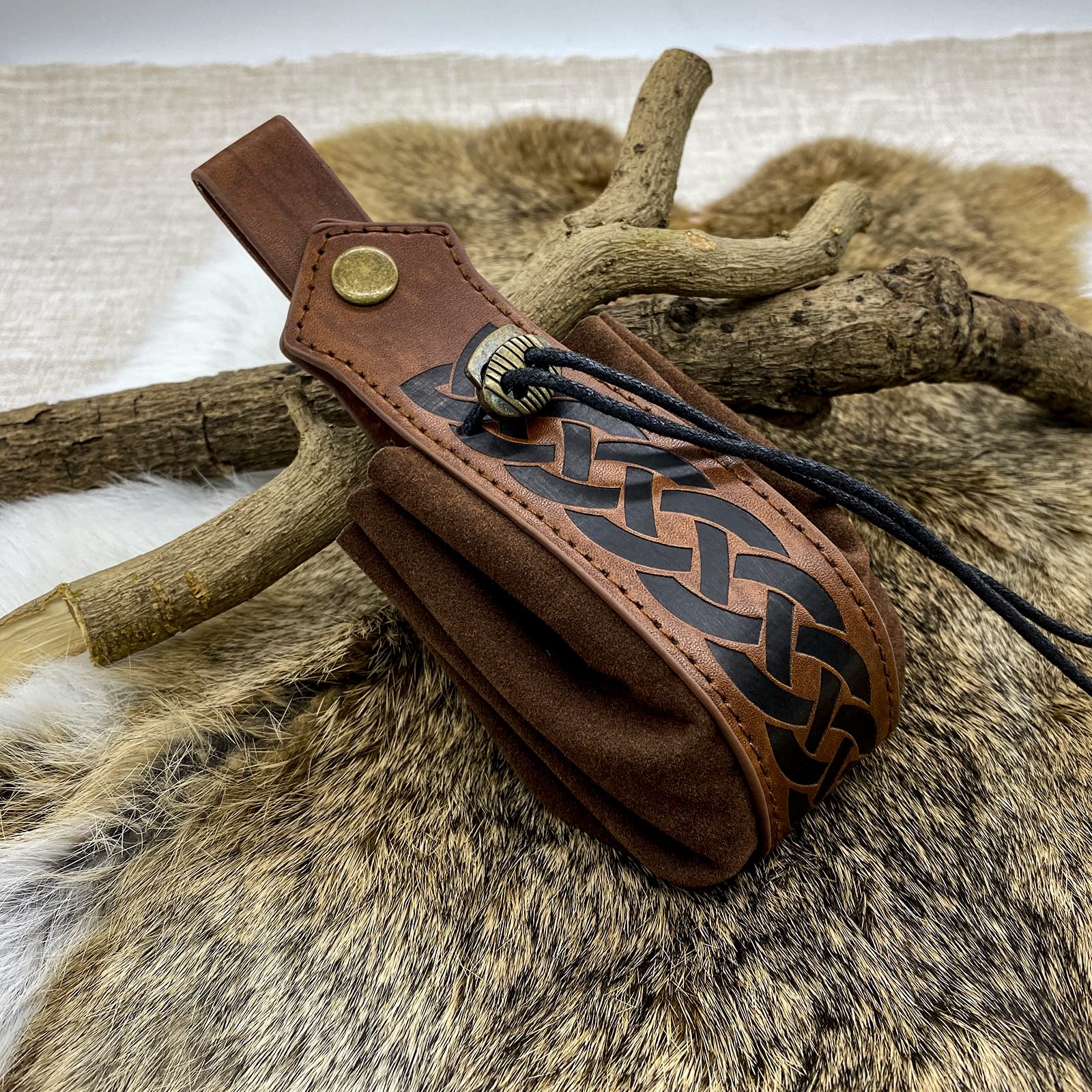 JAOYU Medieval Leather Pouch Bag Viking Pouch Hip Purse Drawstring Leather Pouch Vintage Belt Ren Faire Pouch Fanny Pack Renaissance Faire Accessories