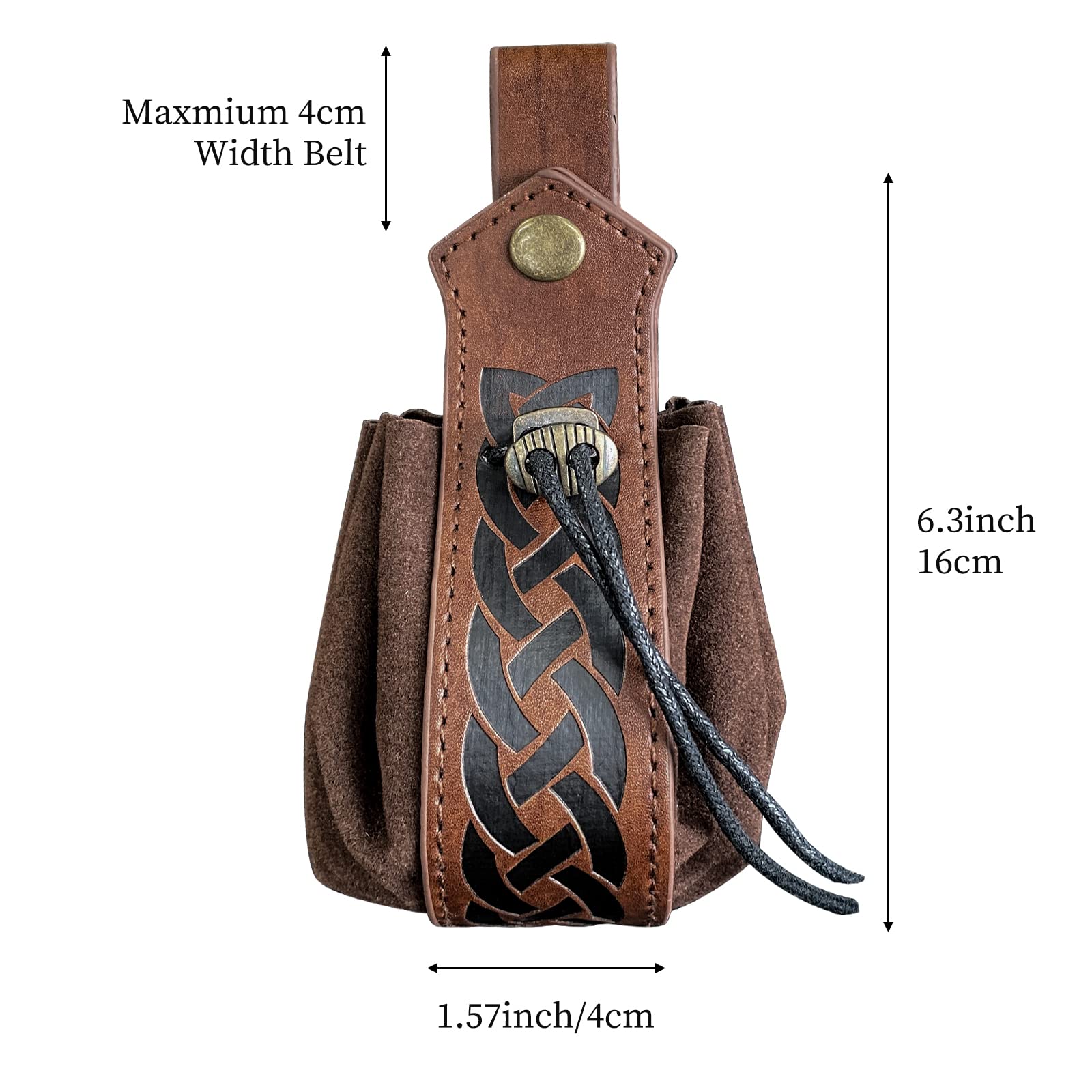 JAOYU Medieval Leather Pouch Bag Viking Pouch Hip Purse Drawstring Leather Pouch Vintage Belt Ren Faire Pouch Fanny Pack Renaissance Faire Accessories