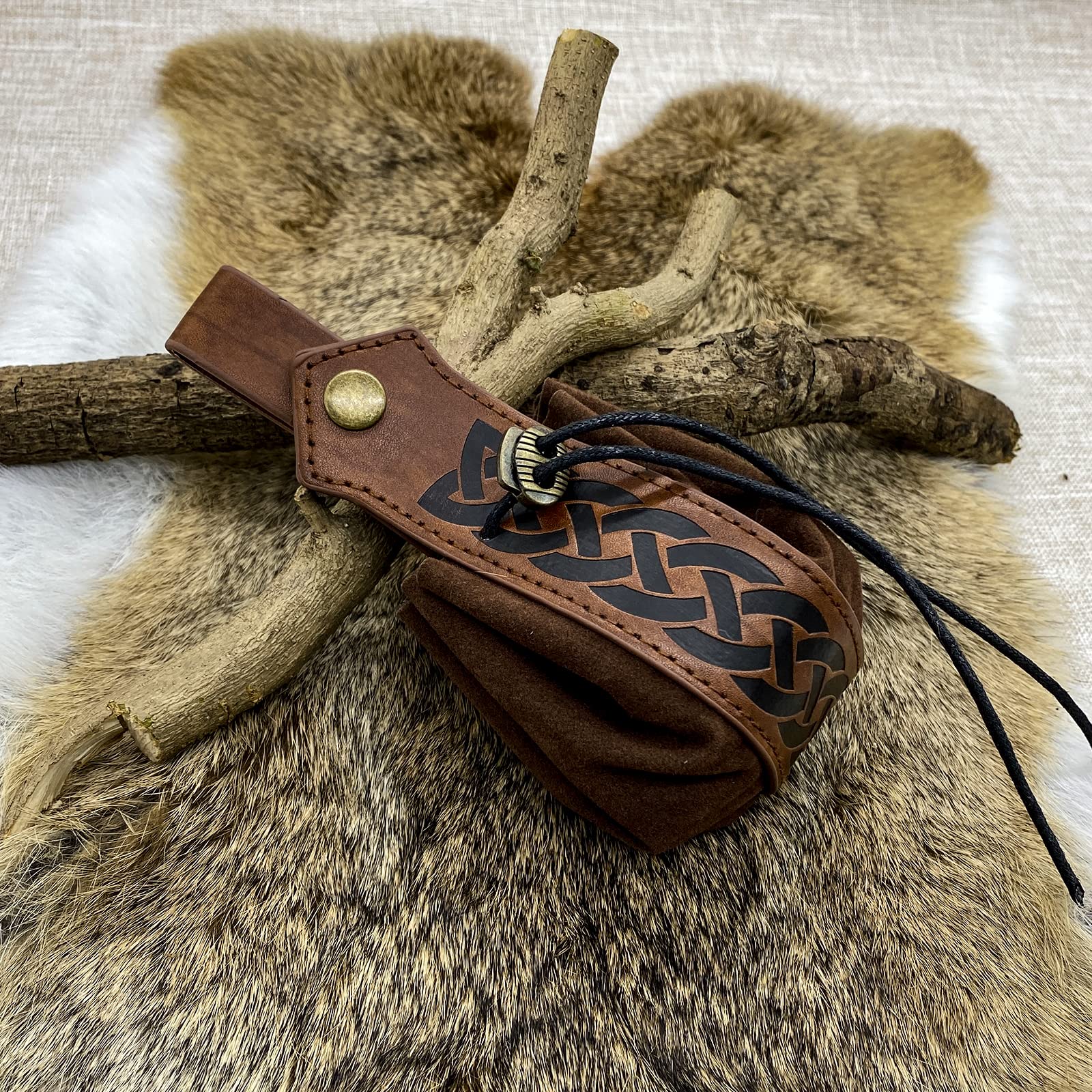 JAOYU Medieval Leather Pouch Bag Viking Pouch Hip Purse Drawstring Leather Pouch Vintage Belt Ren Faire Pouch Fanny Pack Renaissance Faire Accessories