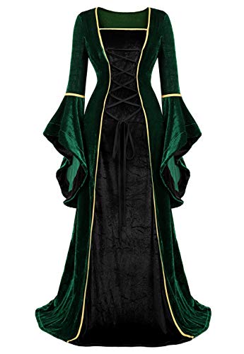 JWSOI Renaissance Dress Women Medieval Costume Women Ren Faire Dress Evil Queen Costume Women Plus Size Black