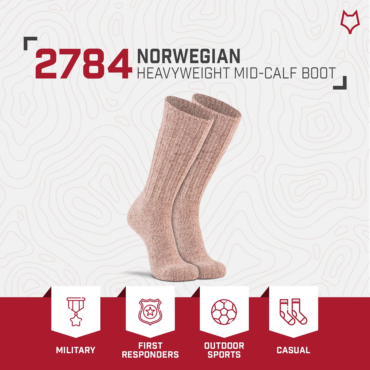Fox River Norsk Crew Hiking Sock, Classic Ragg Wool, Memory-Knit Construction, Reinforced for Durability, Warm, Brown Tweed, X-Large
