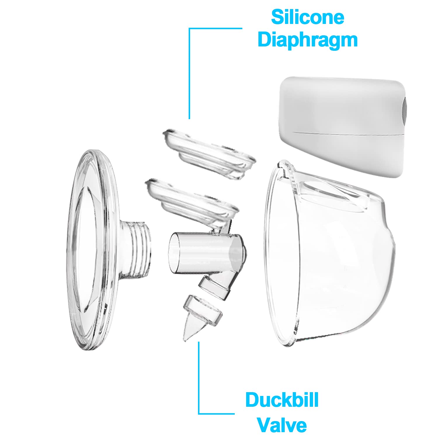 Luxlady Wearable Electric Breast Pump Accessories - Silicone DuckbillValve and Diaphragm, Compatible for S9 / S12, Orignal Parts Replacement for Luxlady and Other Brands in Same Models, 2 Pack