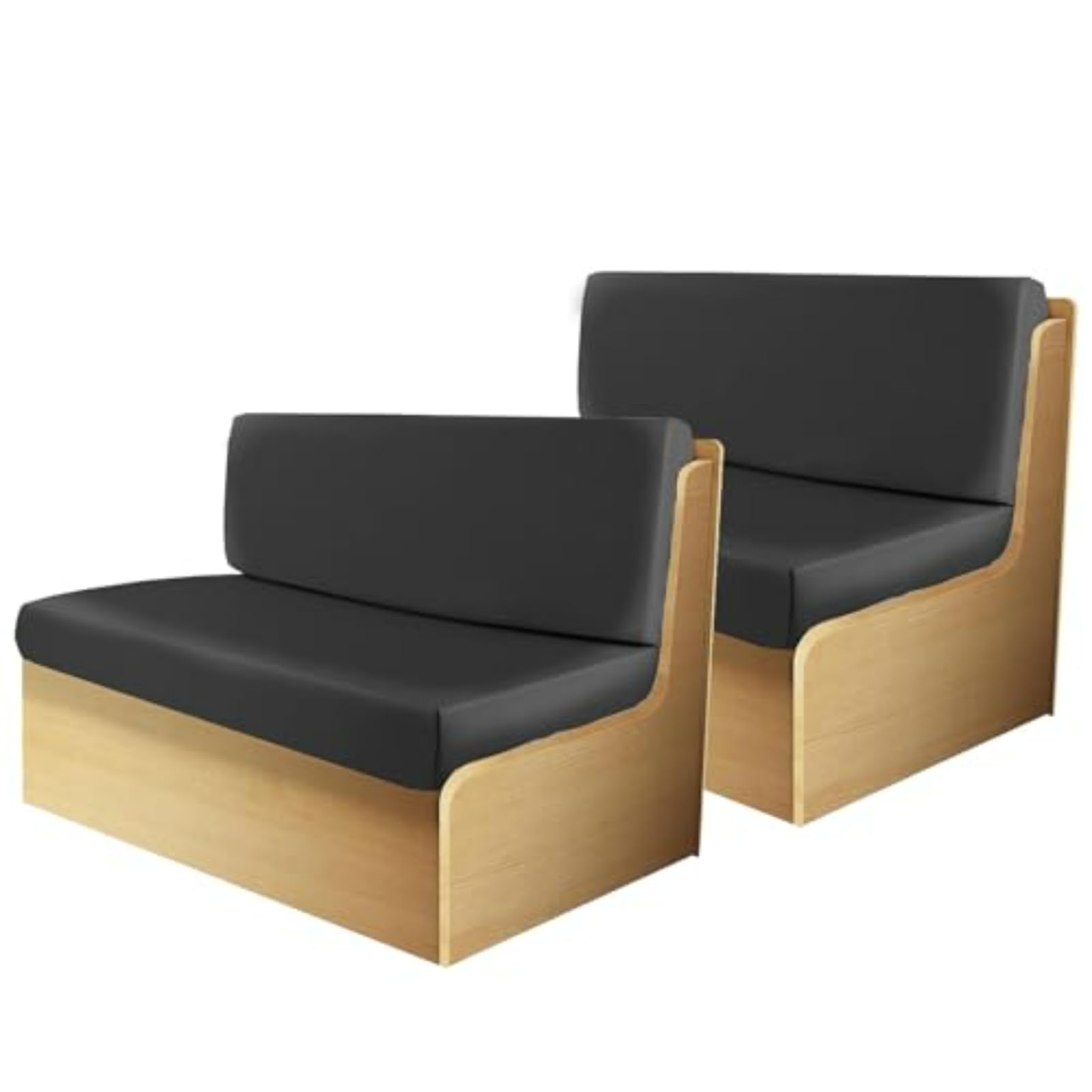 4pcs PU Leather RV Dinette Cushion Covers, Waterproof RV Seat Cover Restaurant Seat Sofa Slipcover RV Camper Car Settee Bench Cover (Black)