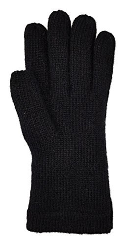 BRUCERIVER Ladie's Pure Wool Knit Gloves with Thinsulate Lining and Cable design Size L (Black)