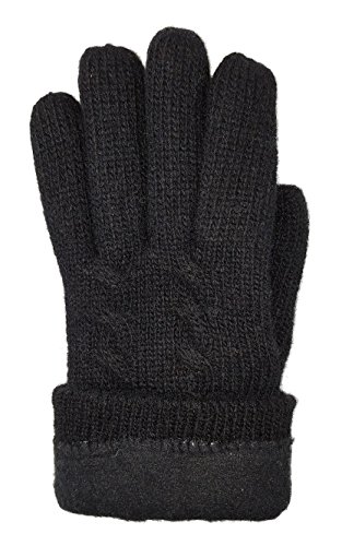 BRUCERIVER Ladie's Pure Wool Knit Gloves with Thinsulate Lining and Cable design Size L (Black)