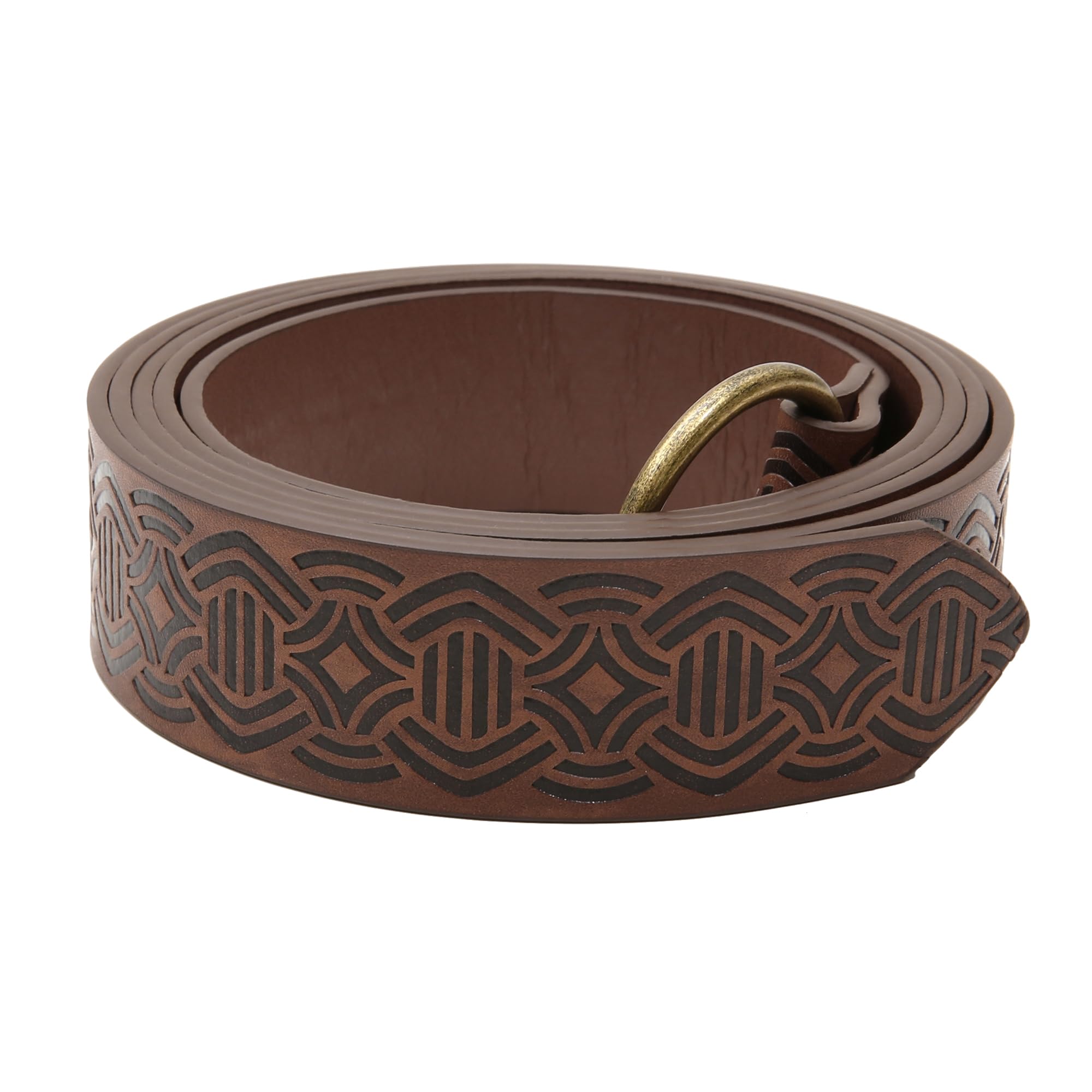 Popeoiuh Viking Embossed Nordic Knot Faux Leather Knight Medieval Warrior Belt for LARP Ren Faire Halloween Cosplay Party