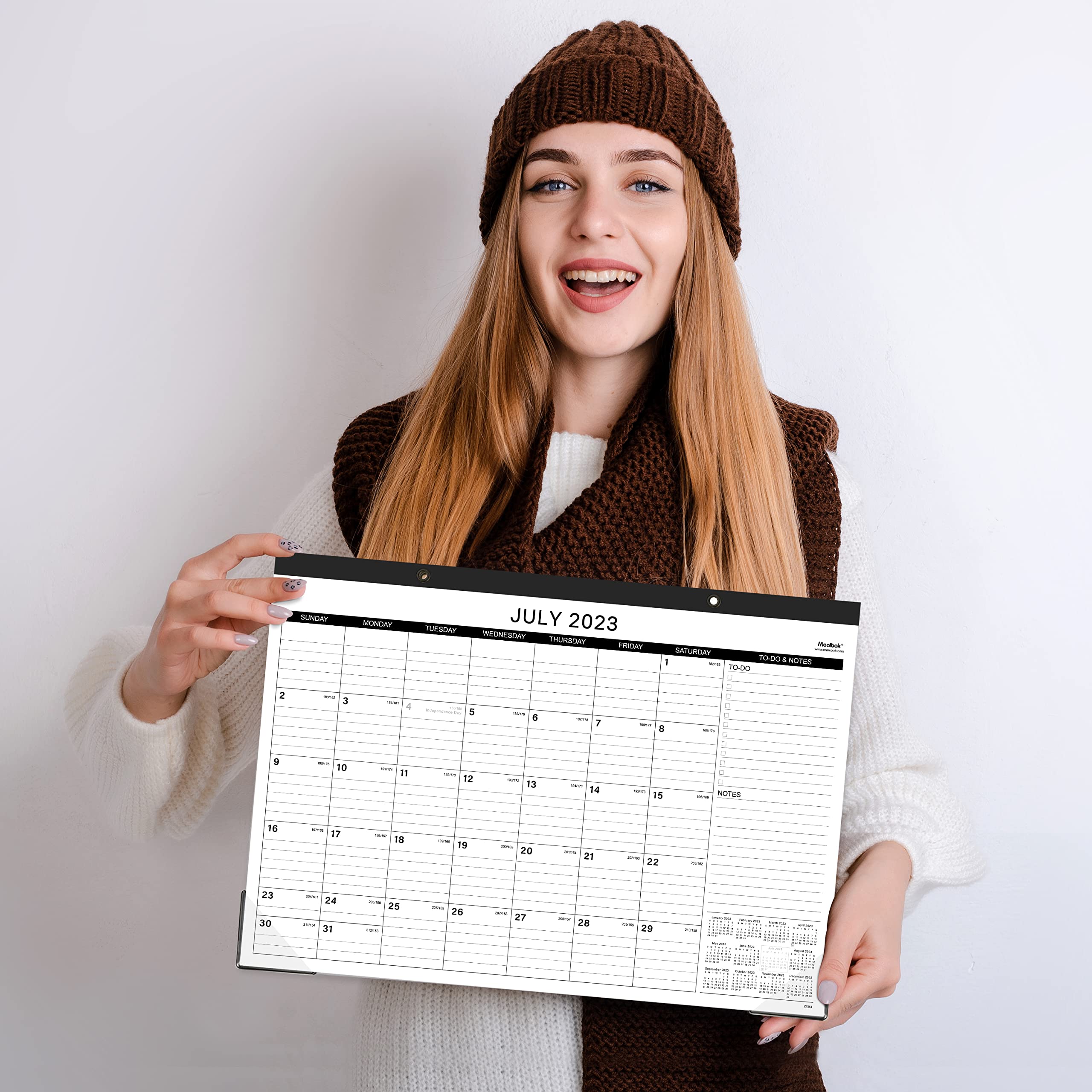 Desk Calendar 2023-2024 - Large Desk Calendar 2023-2024, Jan 2023 - Jun 2024, 17" x 12", Large Ruled Blocks, Desk Calendar with Tear Off Design, 2 Corner Protectors & 2 Hanging Hooks