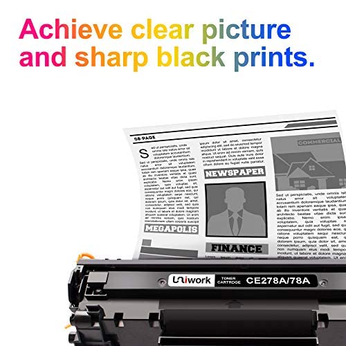 Uniwork Compatible Toner Cartridge Replacement for HP 78A CE278A use for Laserjet Pro P1606dn M1536dnf P1566 P1560 P1606 M1536 Printer Tray, 4 Black