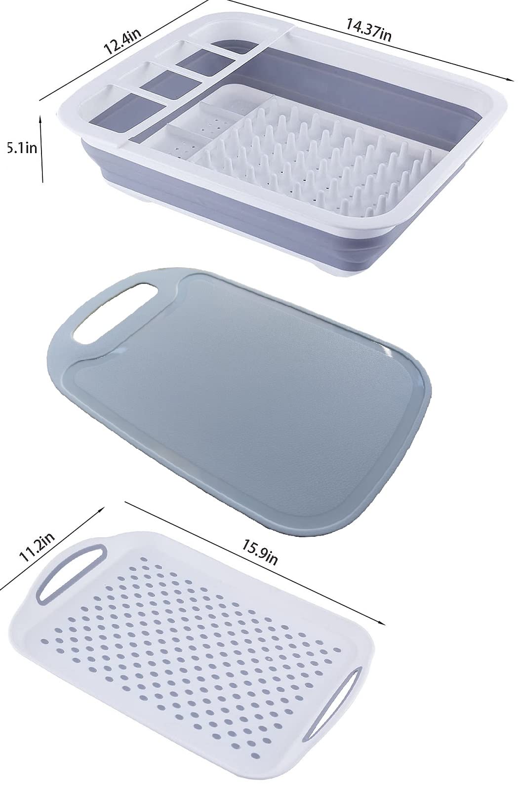 YUNTENG Collapsible Dish Drying Rack and Drainboard Set Portable Camp Dish Drainer Dinnerware Organizer Dish Rack Foldable Dying Dish Storage Rack for Kitchen Counter RV Camping Accessories
