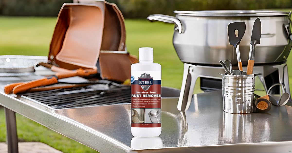 Stainless Steel Rust Remover & Cleaner, Soft Cleanser, NSF Approved Safe for Food Areas. Non-Toxic for Appliances Perfect for Rust Stains, Your Fridge, Cybertruck and more (8.5 oz)