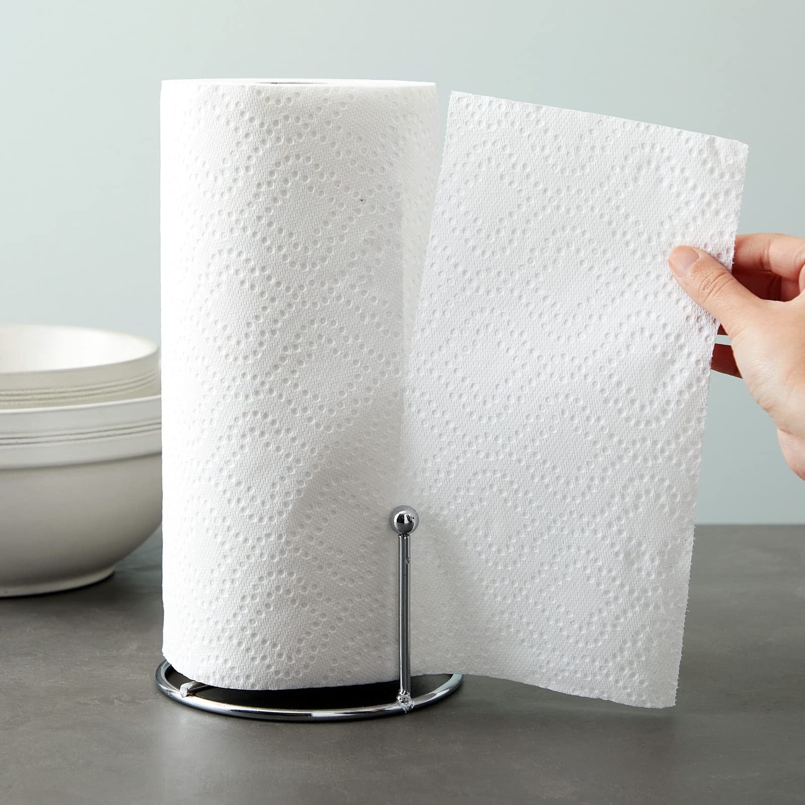 Countertop Paper Towel Holder for Kitchen, Stainless Steel Holder for Modern Home Décor (6 x 12 In)