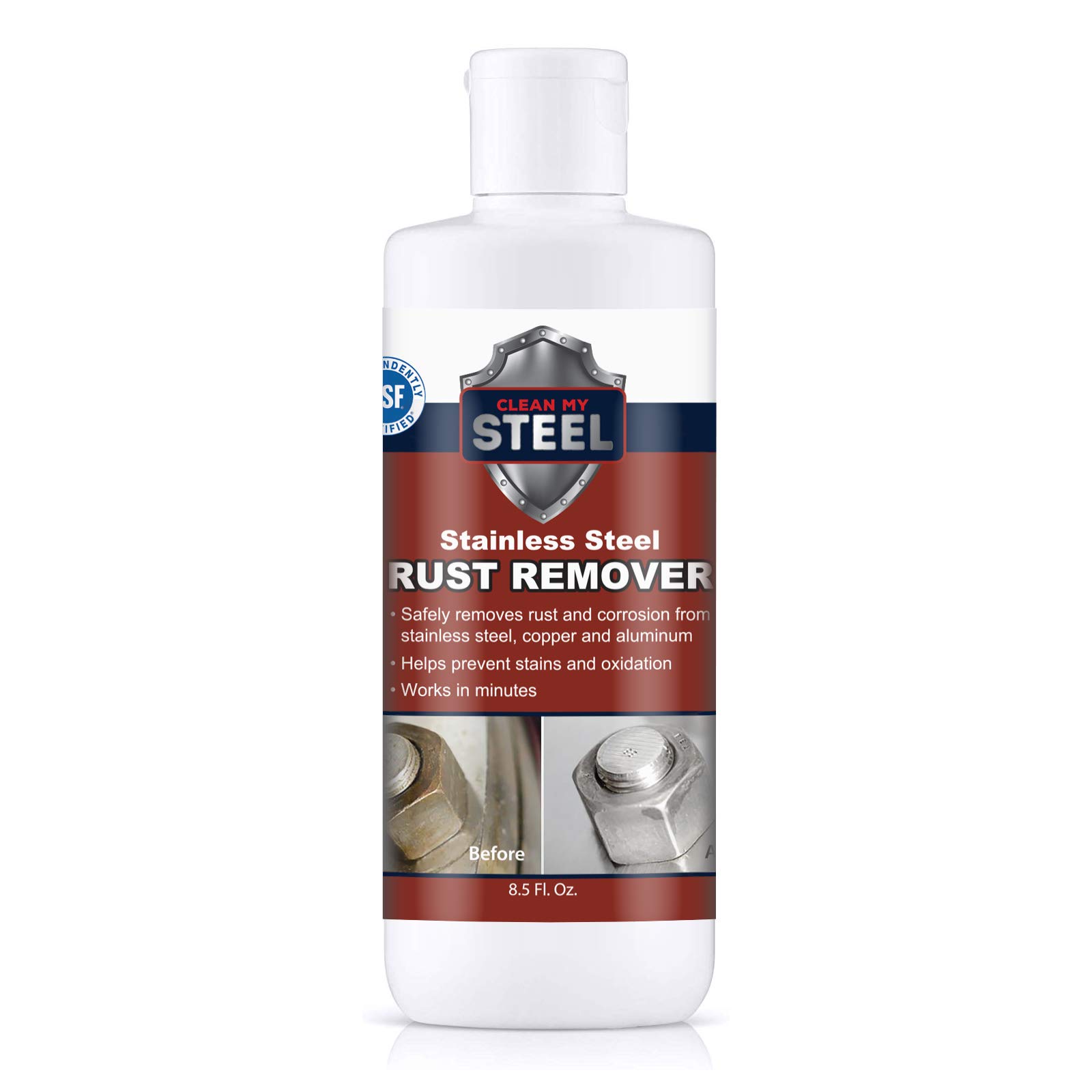 Stainless Steel Rust Remover & Cleaner, Soft Cleanser, NSF Approved Safe for Food Areas. Non-Toxic for Appliances Perfect for Rust Stains, Your Fridge, Cybertruck and more (8.5 oz)