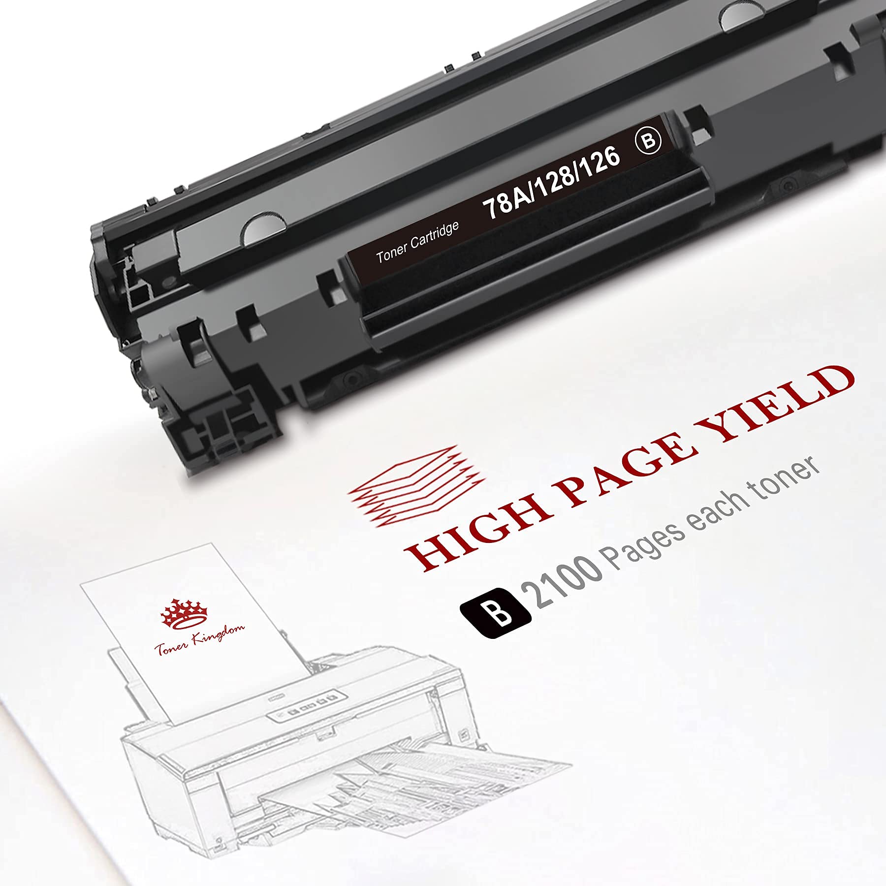 Toner Kingdom Compatible Toner Cartridge Replacement for Canon 128 CRG128 126 ImageCLASS D530 MF4770N MF4890DW D550 MF4880DW LBP6230DW MF4450 D560 Faxphone L100 L190 Laser Printer(Black,2-Pack)