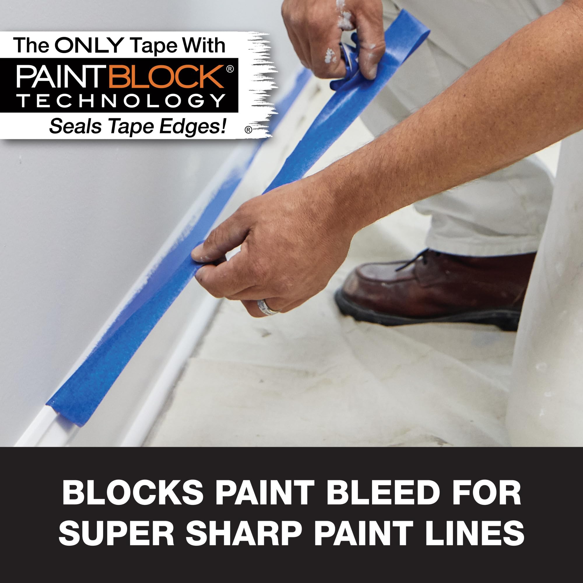 FROGTAPE 242750 Pro Painter's Tape with PAINTBLOCK, 1. 41-Inch x 60-Yards, Blue, 6 Rolls