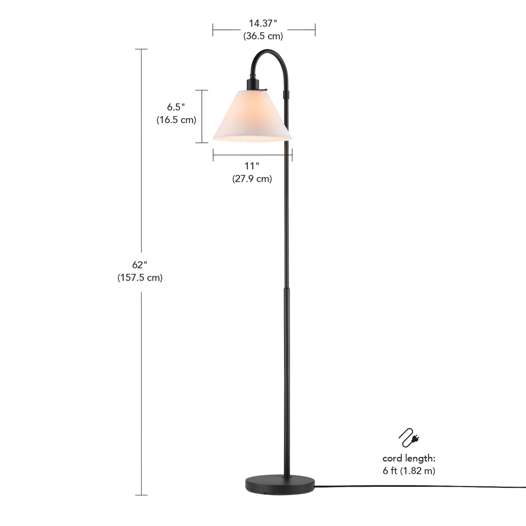 Globe Electric 67397 Barden 58" Floor Lamp, Black, Dark Gray Velvet Shade, On/Off Socket Rotary Switch