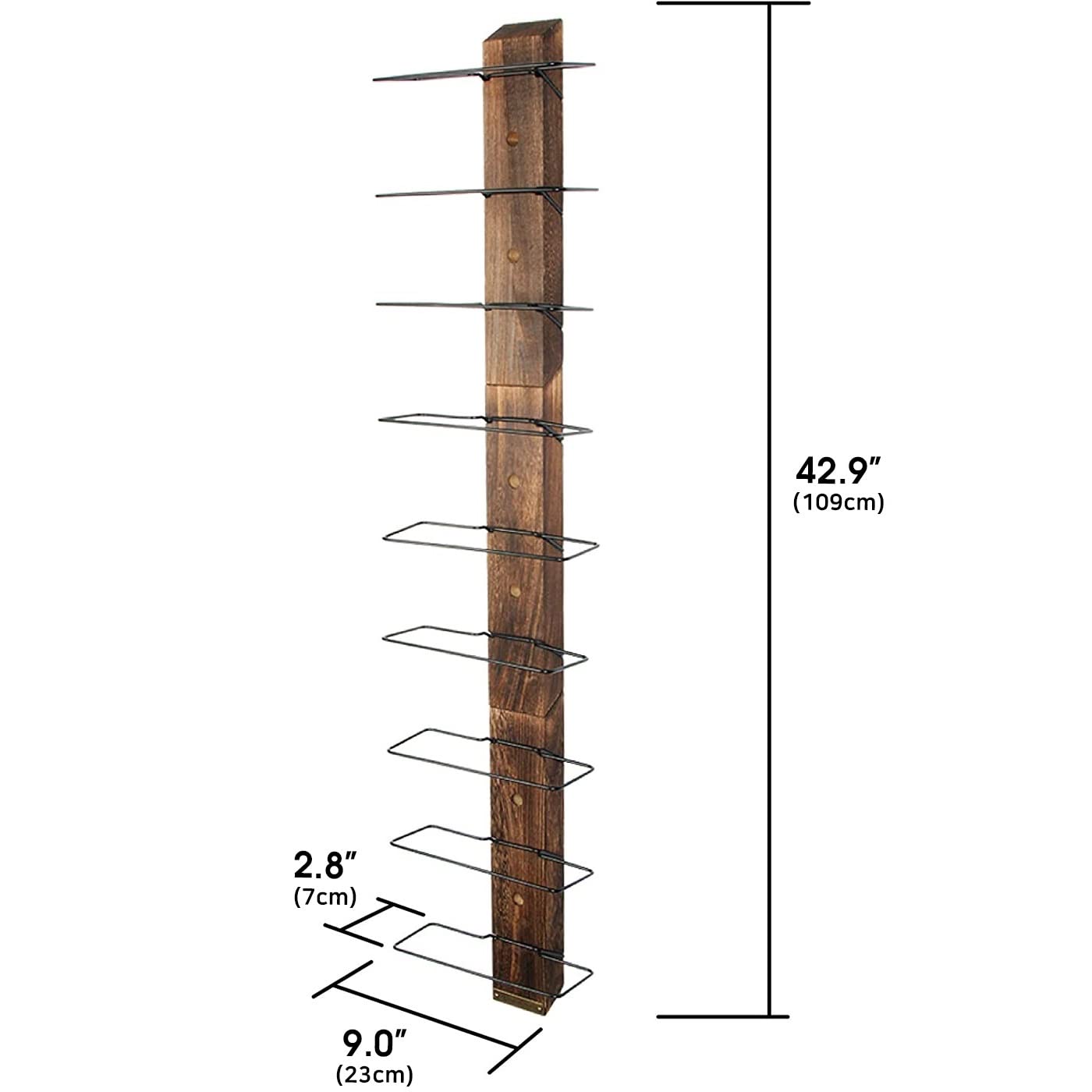 J JACKCUBE DESIGN Wall Mount Wine Rack Organizer for 9 Bottles, Elegant and Simple Rustic Wood Wine Storage Display Holder for Kitchen and Home Décor- MK699A