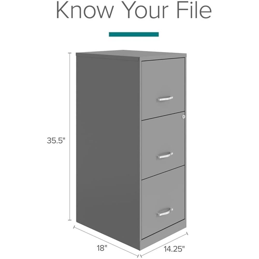 Scranton & Co 3 Drawer Metal Vertical File Cabinet with Lock Arctic Silver
