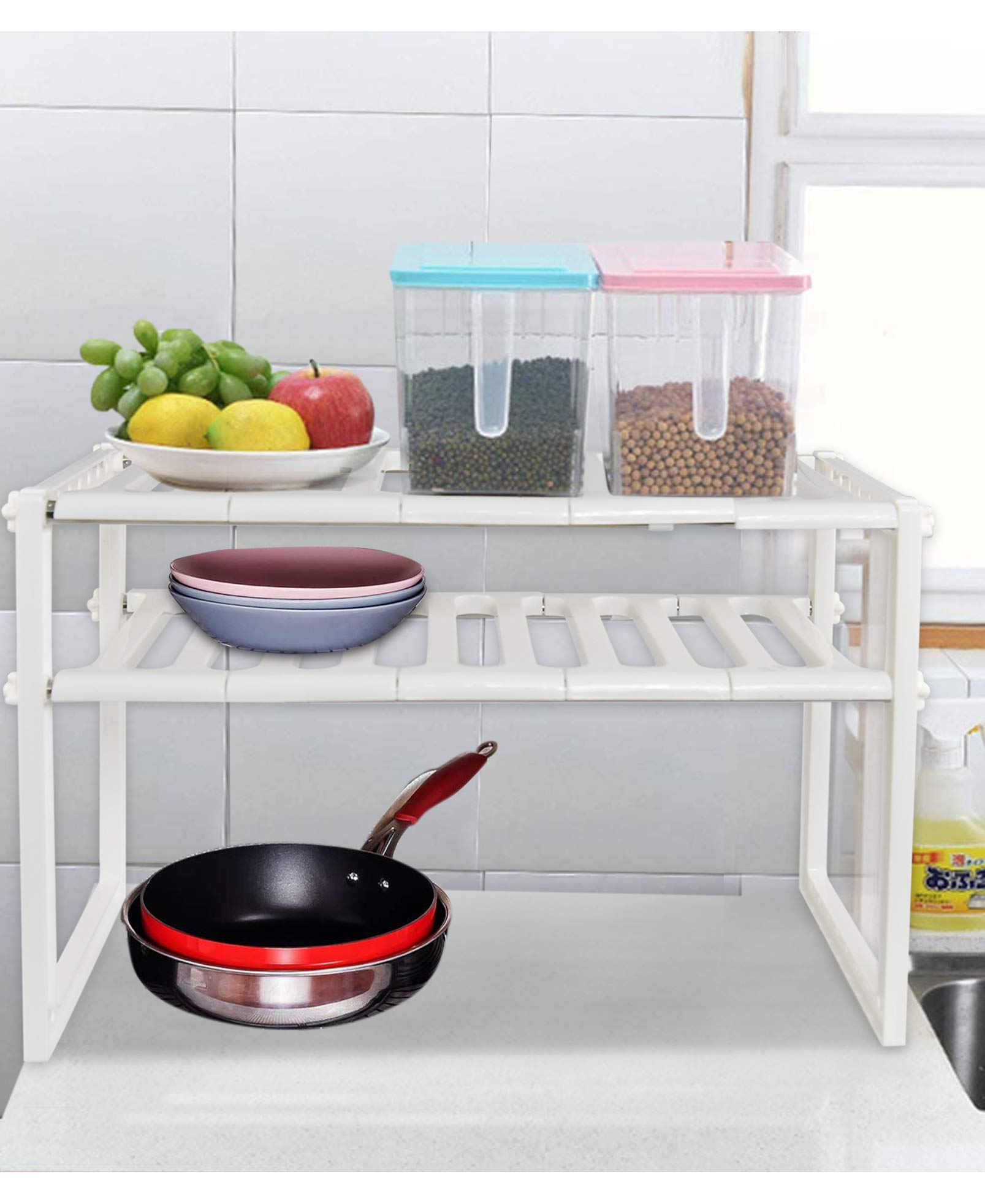 HOME-X Under Sink Storage Shelf, Expandable Cabinet Organizer for Kitchen - Expands16β to 26β