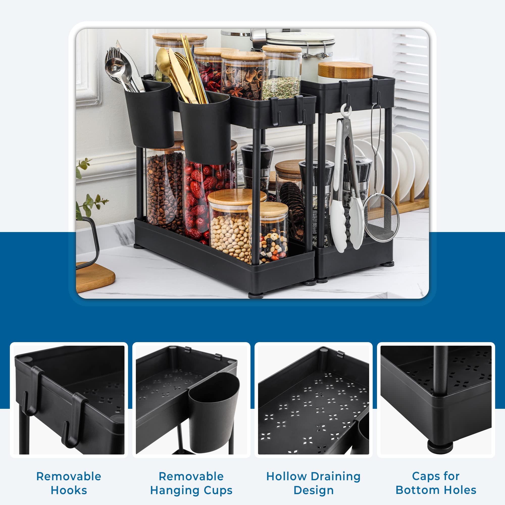 Bathroom Organization and Storage Under Kitchen Sink Shelf Storage Baskets for Kitchen Storage for Bathroom Small Space