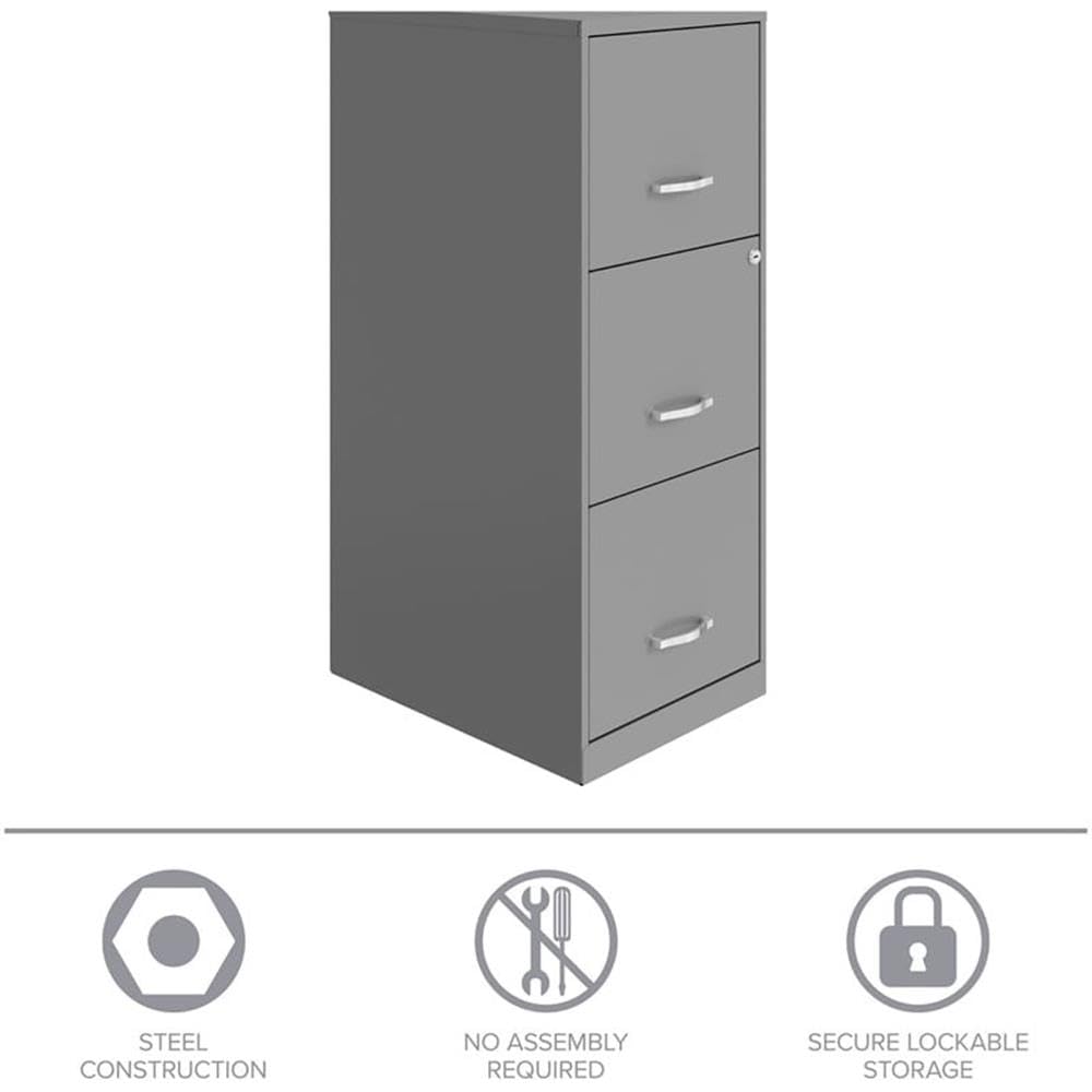 Scranton & Co 3 Drawer Metal Vertical File Cabinet with Lock Arctic Silver