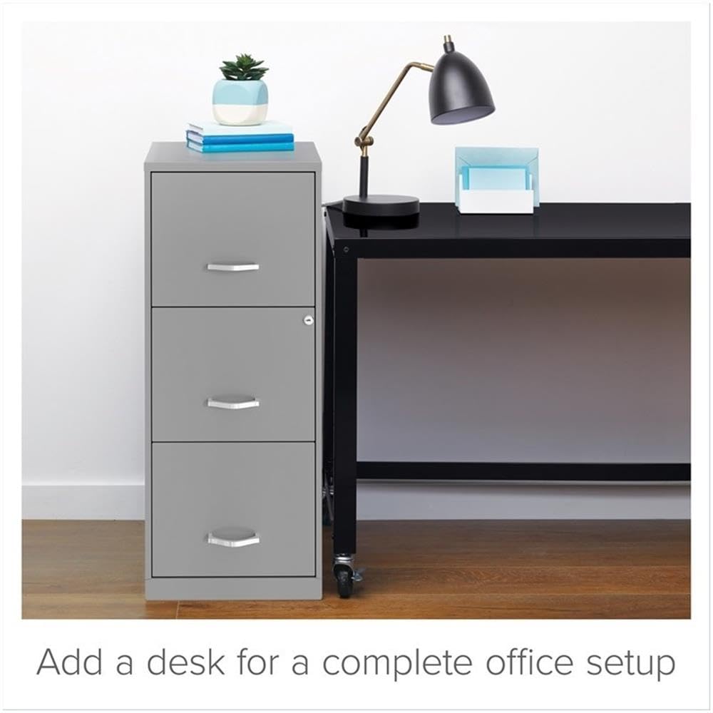 Scranton & Co 3 Drawer Metal Vertical File Cabinet with Lock Arctic Silver