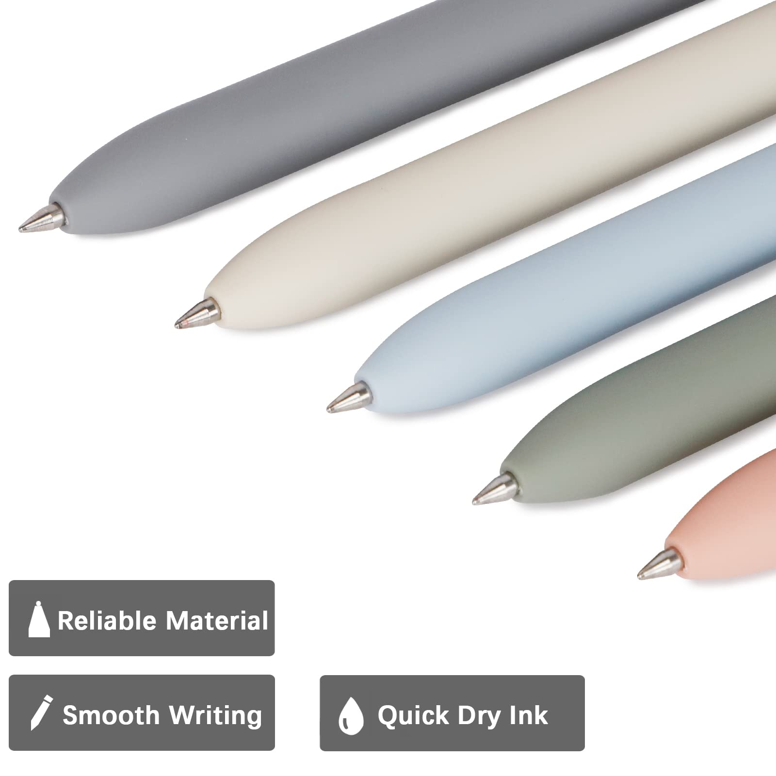 DIBALIYI Quick Dry Ink Pens, Gel Pens Fine Point Smooth Writing, Retractable 0.5 mm Black Ink Pens, Rollerball Pens for Note Taking School Office Supplies, Cute Pens for Women Gifts (5)