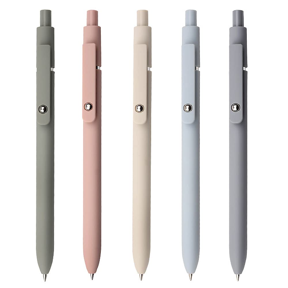 DIBALIYI Quick Dry Ink Pens, Gel Pens Fine Point Smooth Writing, Retractable 0.5 mm Black Ink Pens, Rollerball Pens for Note Taking School Office Supplies, Cute Pens for Women Gifts (5)