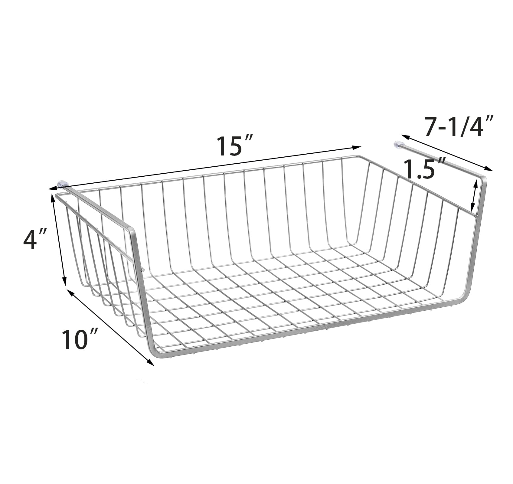 Jucoan 3 Pack Under Shelf Baskets, 15 x10 x 5.5 Inch Slide in Wire Hanging Storage Baskets Under Cabinet Shelf Storage Baskets for Kitchen Pantry Cupboard Closet Bookshelf, Large