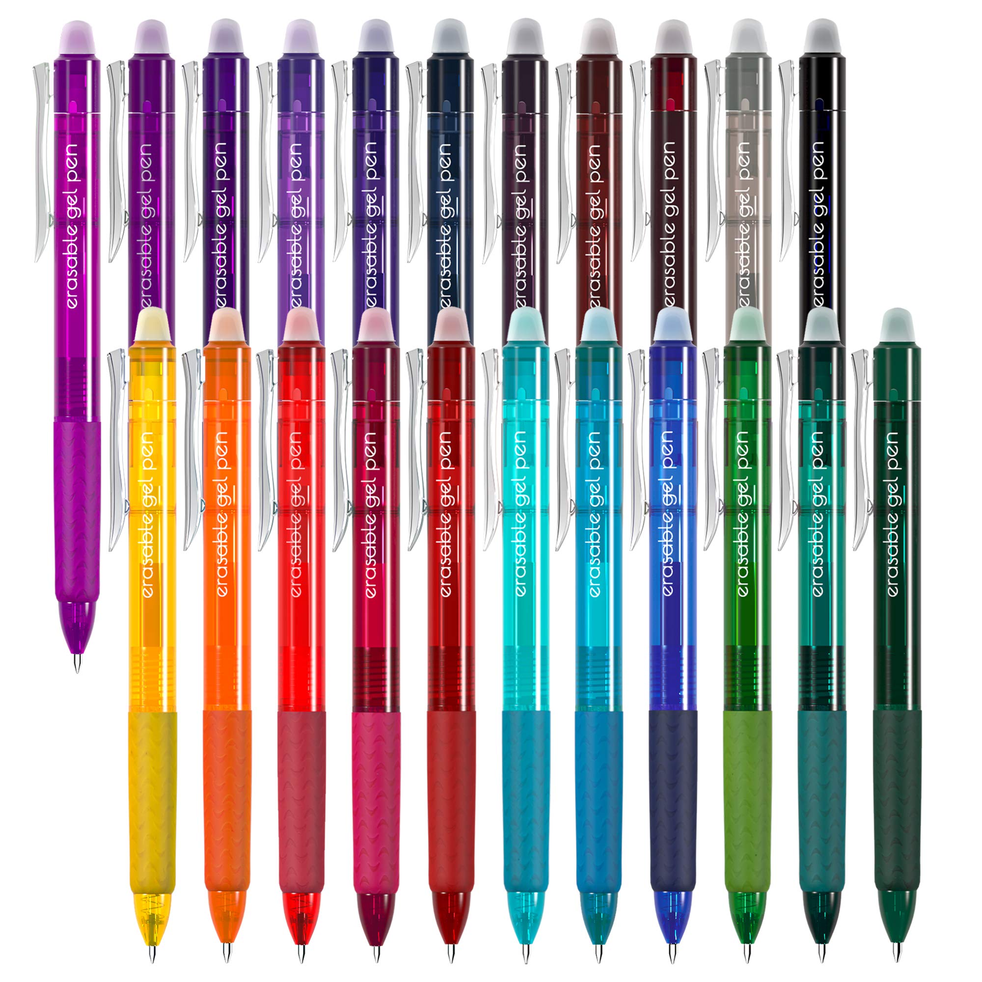 Vanstek 22 Colors Retractable Erasable Gel Pens Clicker, Fine Point(0.7), Make Mistakes Disappear, Premium Comfort Grip for Drawing Writing Planner and Crossword Puzzles