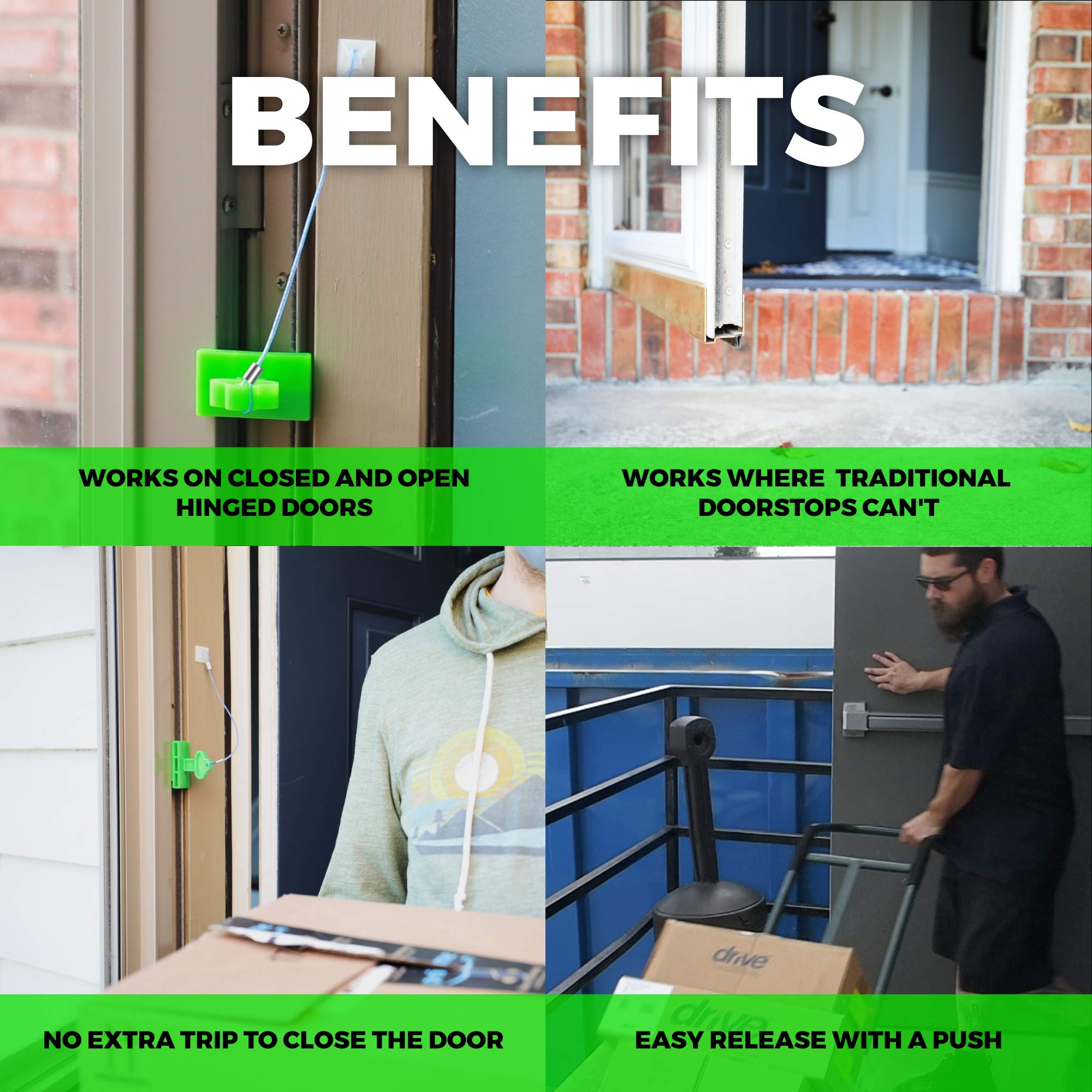 Ez Go Doorstop Wedge: The Innovative “Push and Go” Feature Makes Going in and Out of Self-Closing Doors Easier and Safer