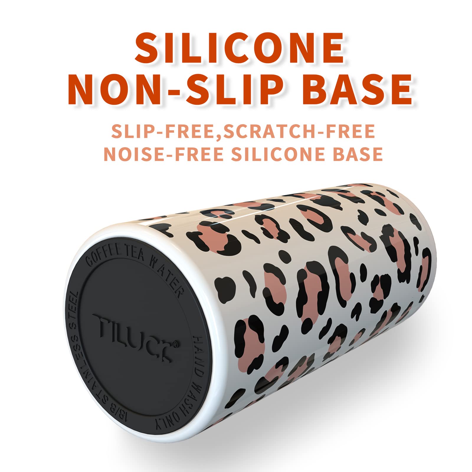 TILUCK Skinny Can Cooler for Slim Beer & Hard Seltzer, Stainless Steel, Doucle-Walled Stainless Steel Insulated Slim Cans, Standard 12 oz (Leopard Print)