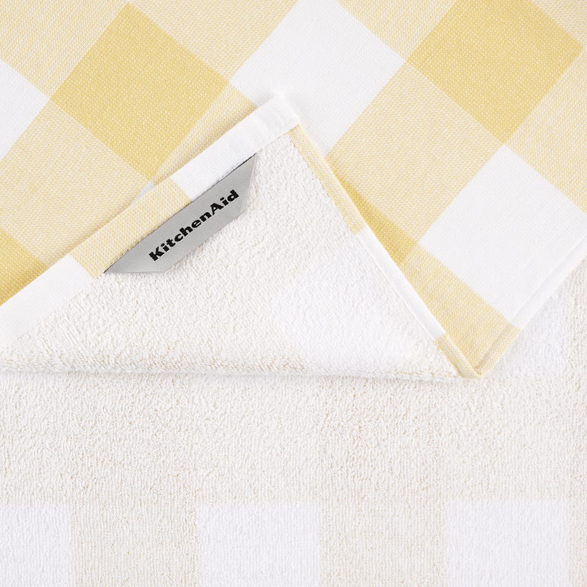 KitchenAid Stripe Gingham Dual Kitchen Towel 3-Pack Set, Majestic Yellow, 16"x28"