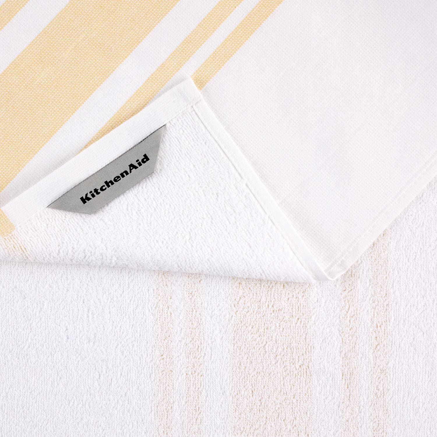 KitchenAid Stripe Gingham Dual Kitchen Towel 3-Pack Set, Majestic Yellow, 16"x28"