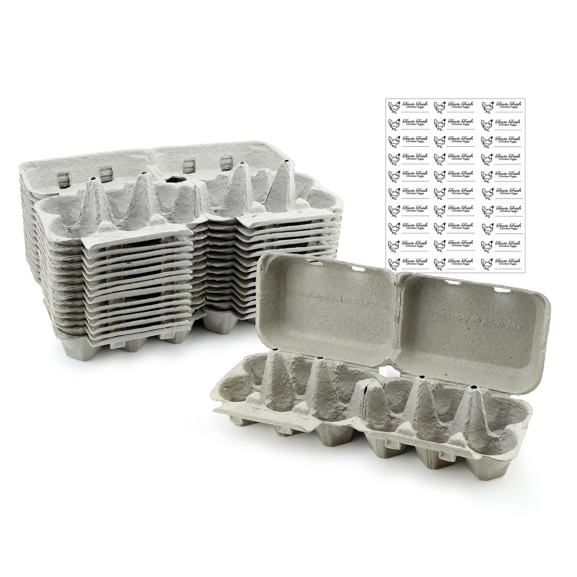 Cornucopia Half Dozen Egg Cartons (30-Pack); Split Apart Style for 6 Egg or 12 Egg Use; Holds 180 Eggs Total