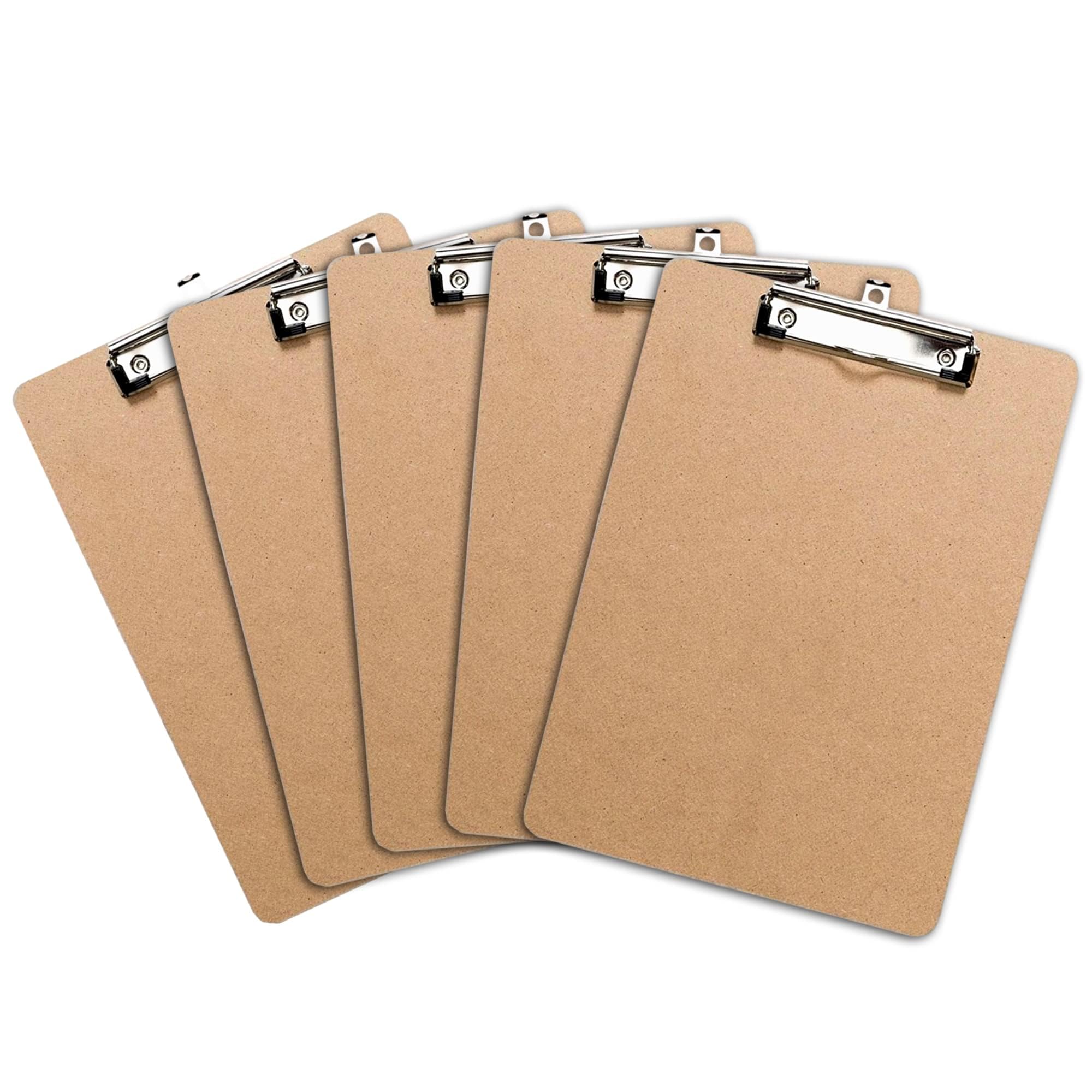 Clipboards (Set of 5) by Office Solutions Direct! ECO Friendly Hardboard Clipboard, Low Profile Clip Standard A4 Letter Size
