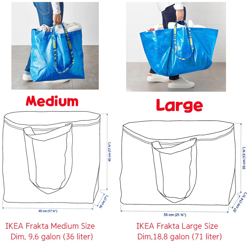 6 Ikea Frakta Shopping Bags 10 Gal Blue Tote Multi Purpose Durable Material