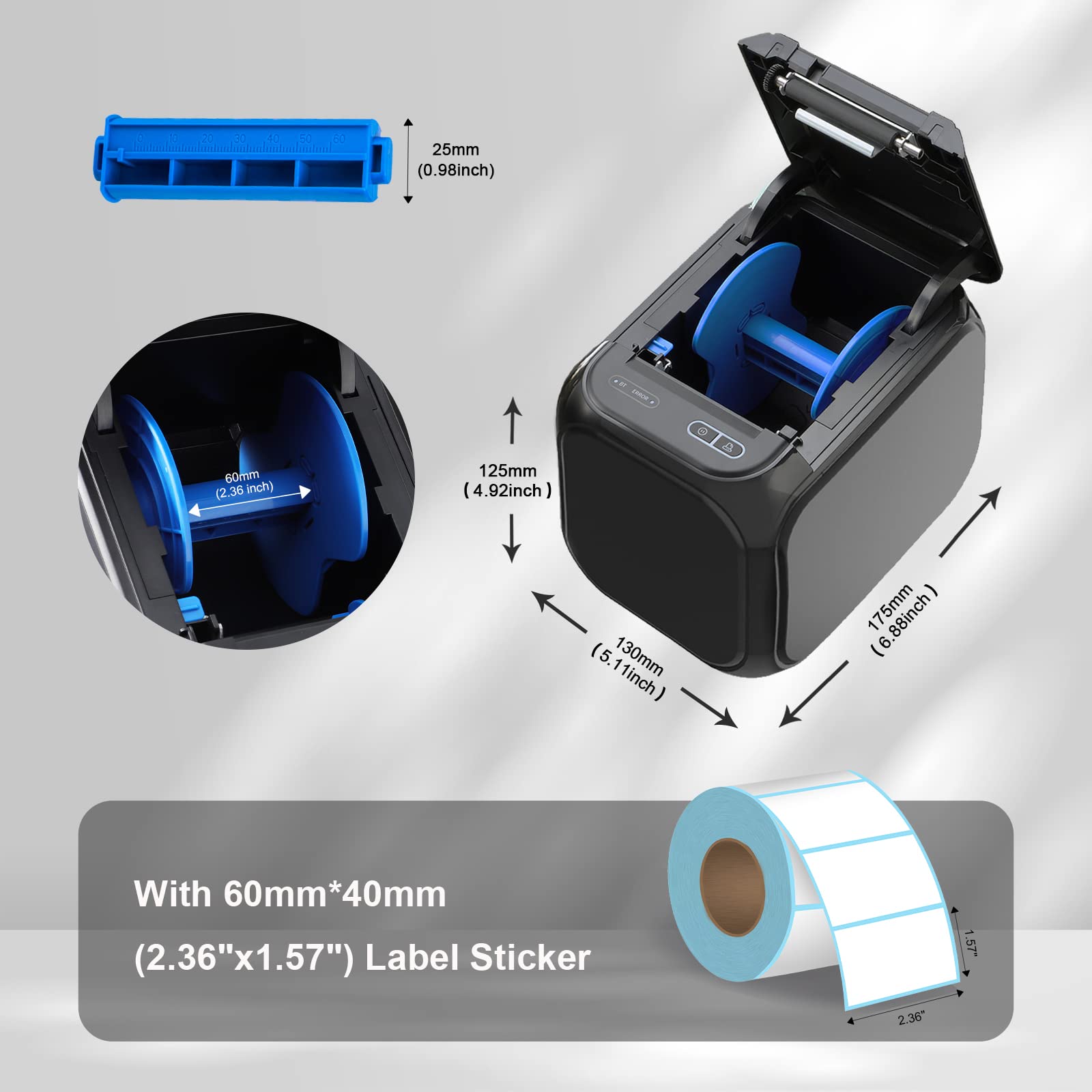 Label Maker Machine with Tape, CLABEL 220D Desktop Thermal Label Printer with USB Cabel,Support Windows, for Office Home