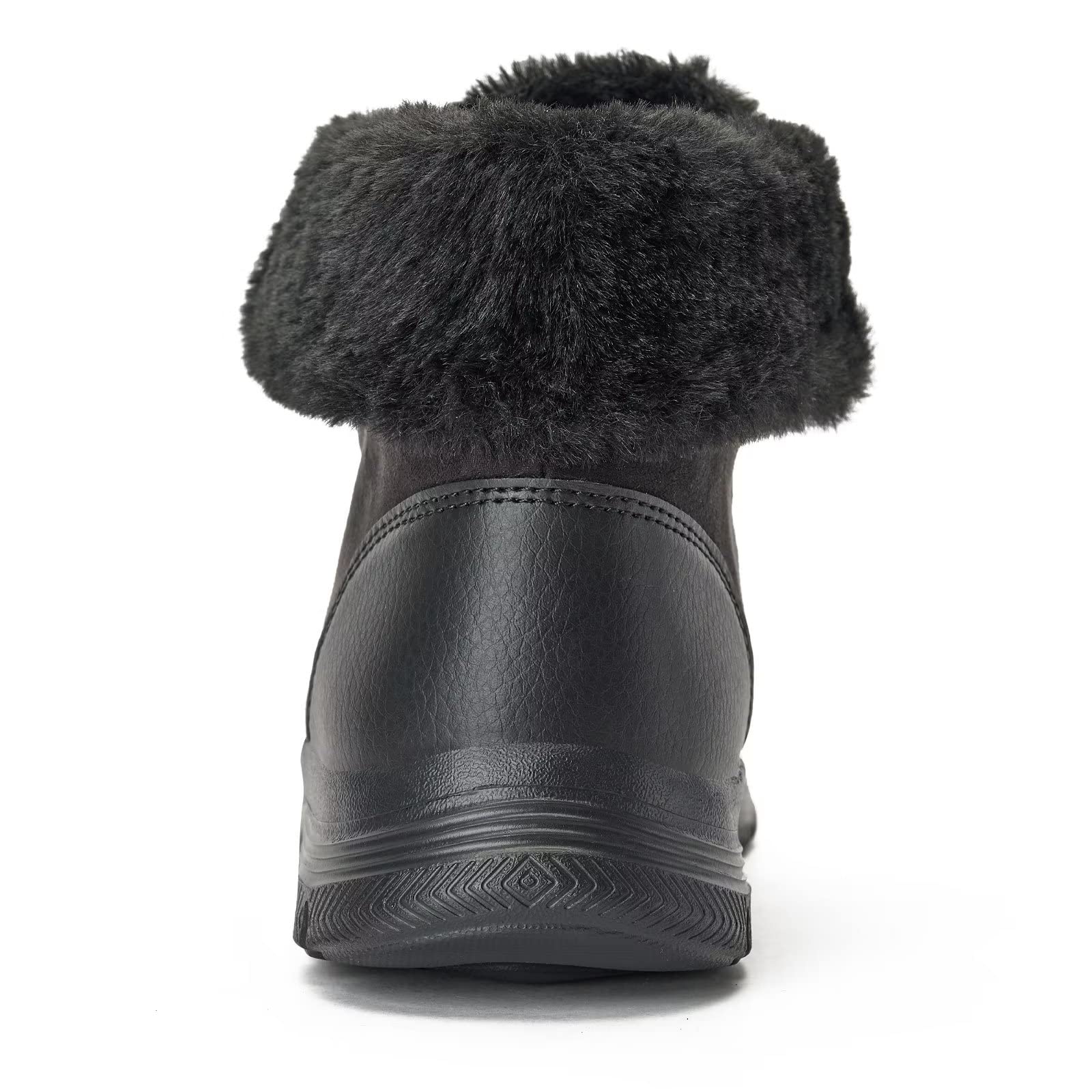 ZZS Women's Winter Snow Ankle Boot-Comfortable Short Booties Outdoor Warm Walking Hiking Shoes Black Size 6.5