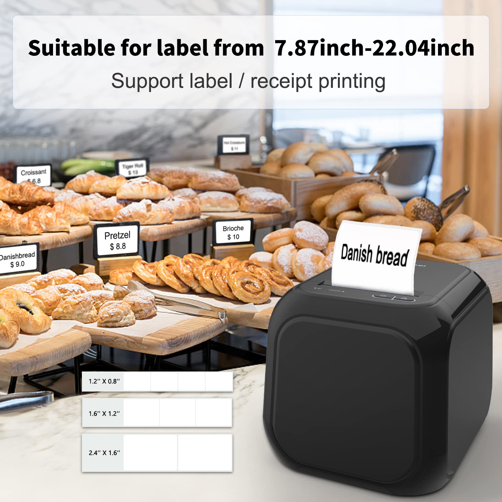 Label Maker Machine with Tape, CLABEL 220D Desktop Thermal Label Printer with USB Cabel,Support Windows, for Office Home