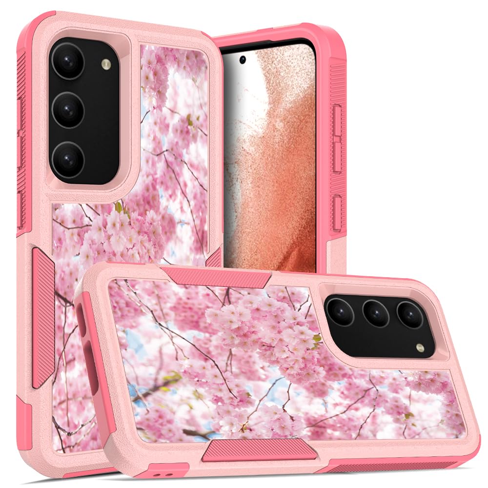Case for Samsung Galaxy S23 Cherry Blossom Samsung S23 Phone Case and Cover for Galaxy Android S23 5G Cases Flower Sakura S23 Slim Case 6.1'' Heavy Duty Shockproof PC+Soft Silicone Covers