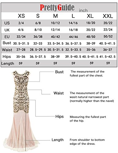 PrettyGuide Women 's 1920s Art Deco Sequin Gatsby Formal Evening Prom Dress L Champagne