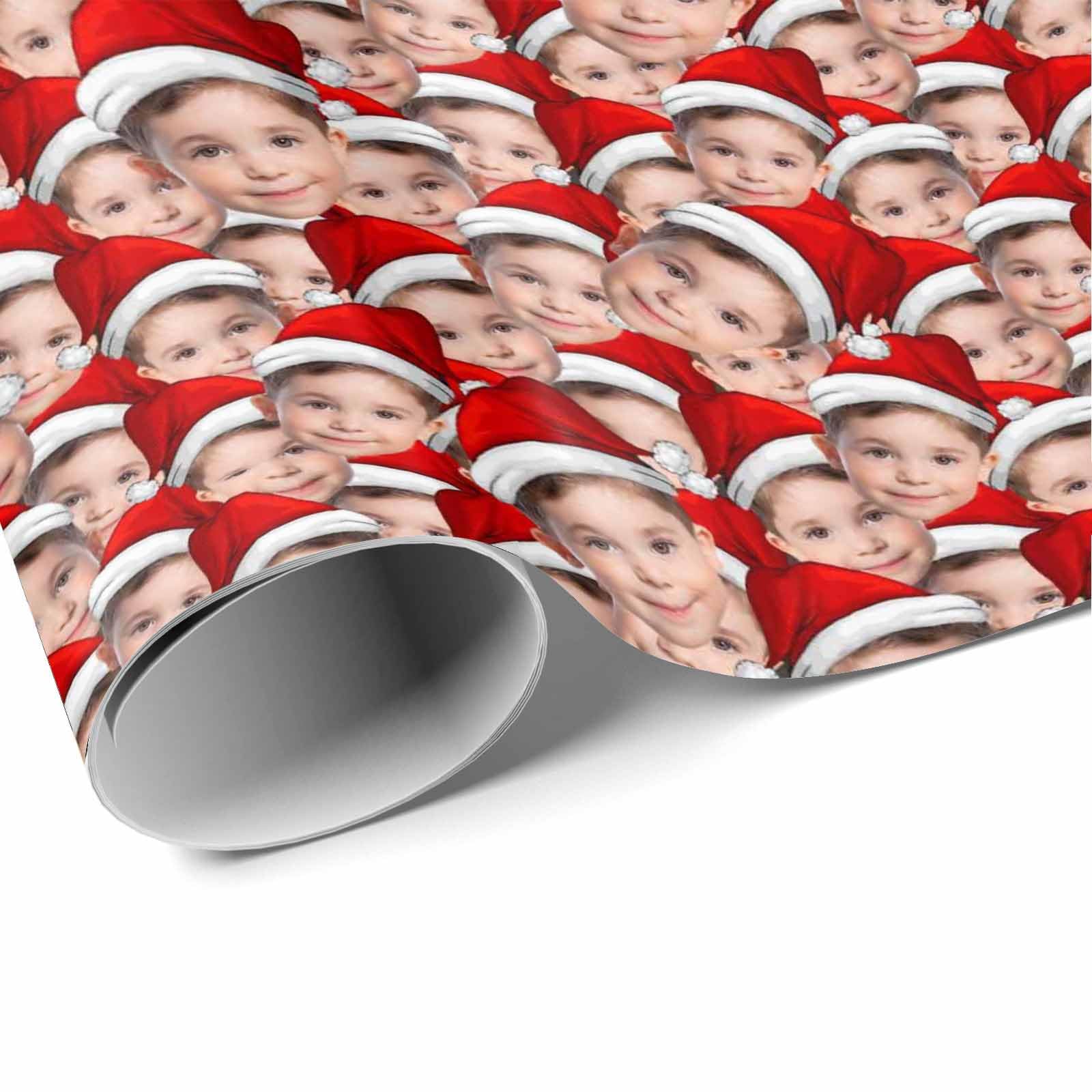 Personalized Wrapping Paper with Photos for Birthday Party, Thick Custom Wrapping Paper Rolls with Drawing Pictures for Kids Boyriend & Girlfriend Family 58"x 23"