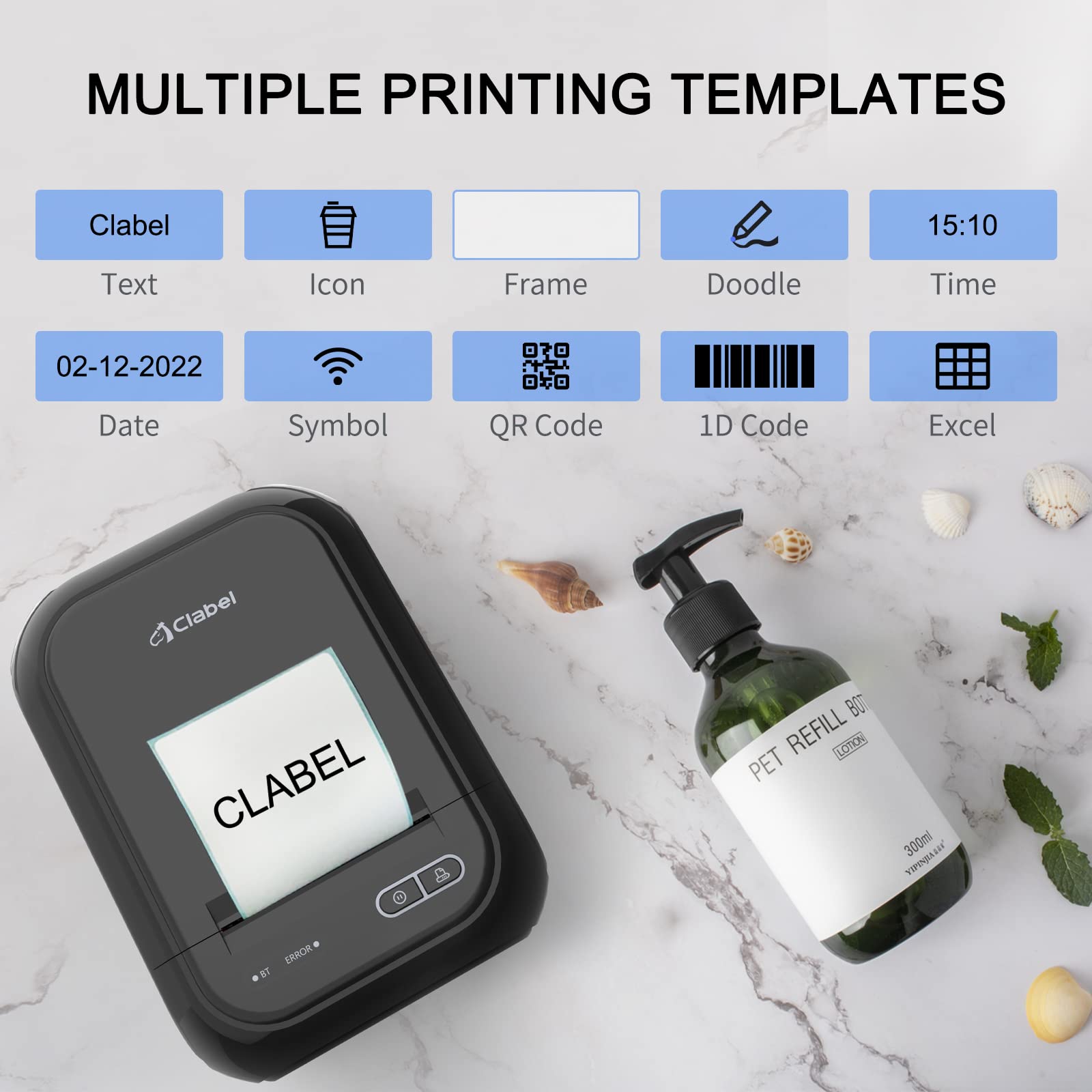 Label Maker Machine with Tape, CLABEL 220D Desktop Thermal Label Printer with USB Cabel,Support Windows, for Office Home