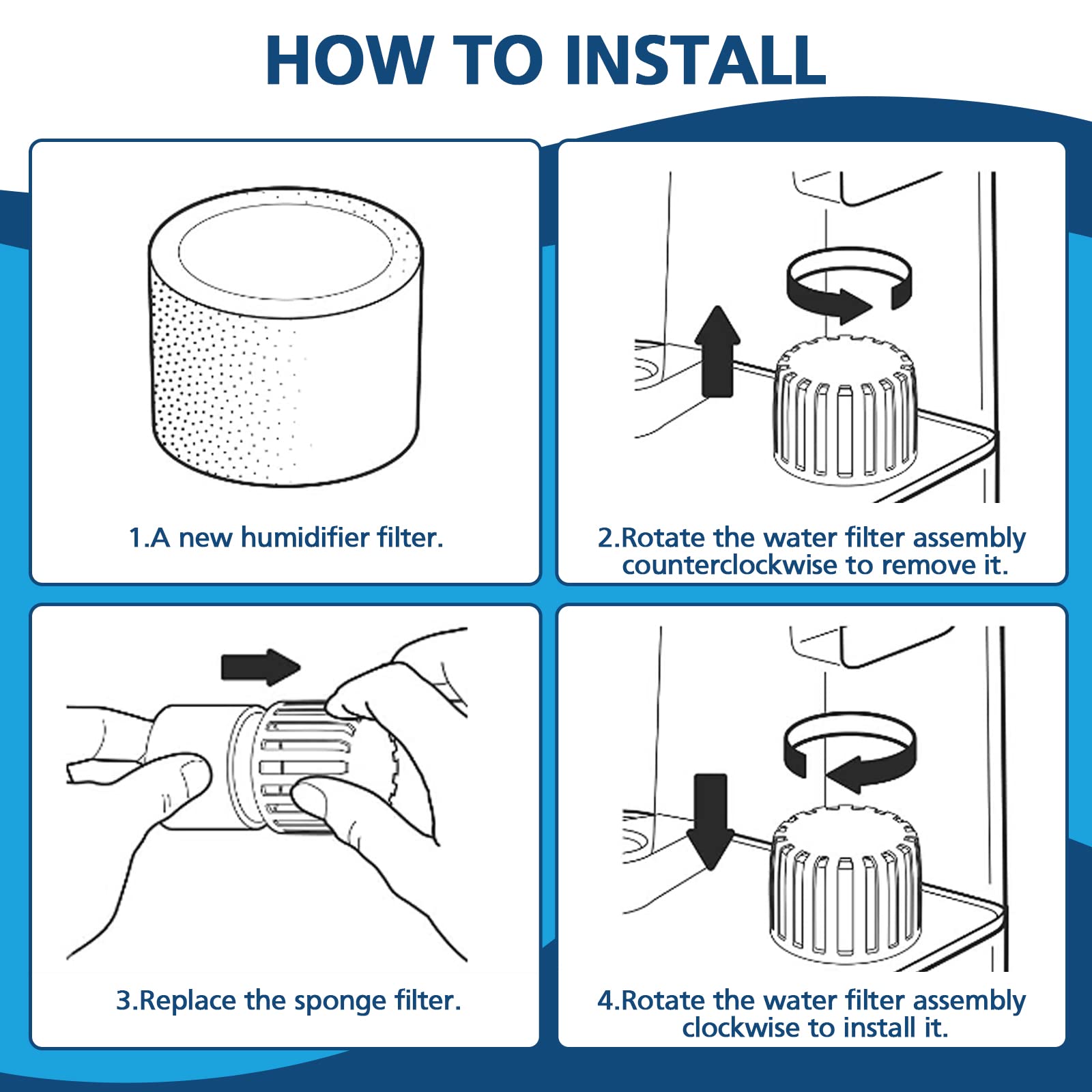 16-Pack Top Fill Humidifier Replacement Filters for LEVOIT Classic160, Dual150, Dual200S, Classic300(S), LV600S, OasisMist450S, Superior 6000S Humidifiers