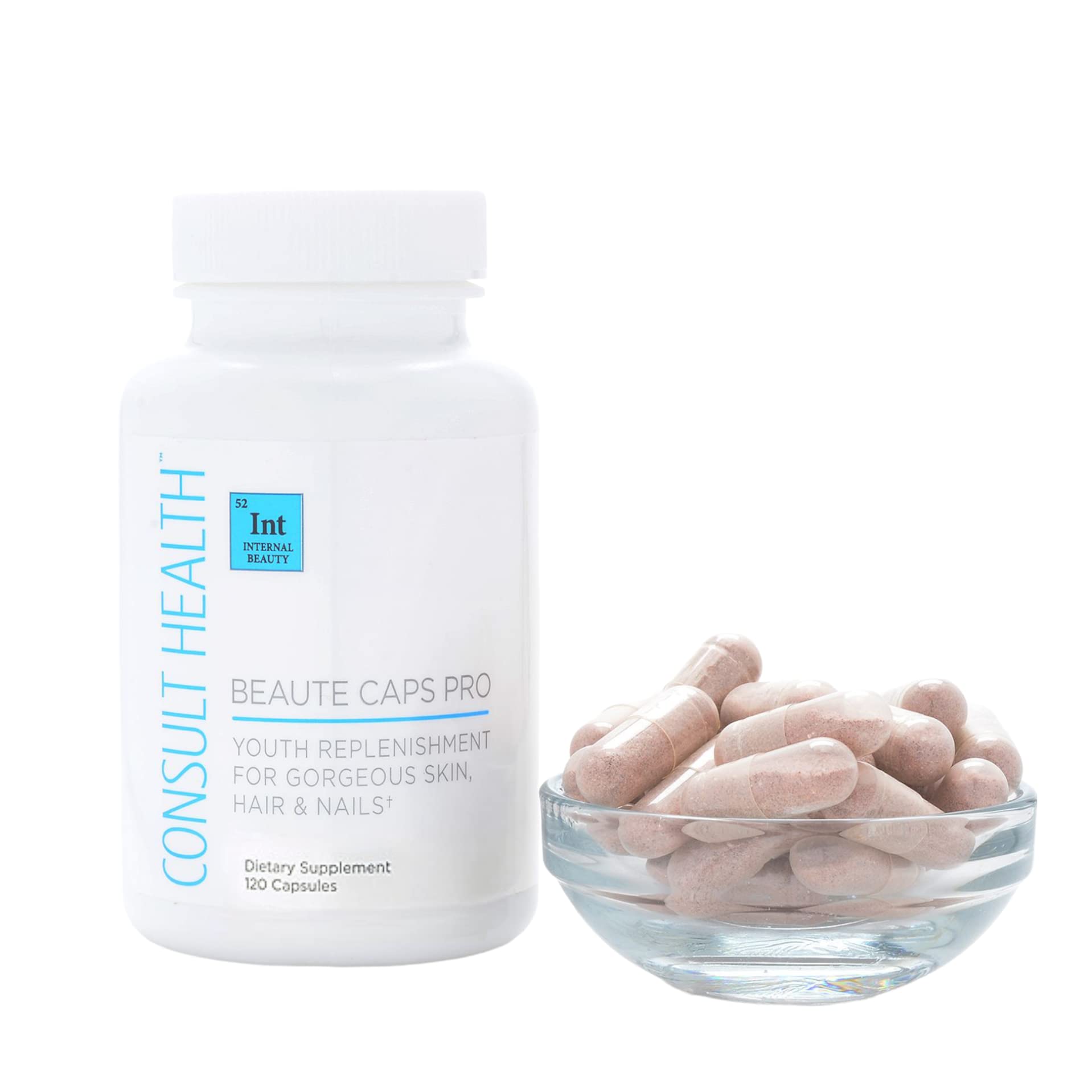 Consult Health Beaute Caps PRO - Supports Healthy Hair, Skin & Nails - Biotin 10,500 mcg - Red Orange Complex - Collagen - High Potency Support - Vitamin C & D - Minerals - 60 Day - 120 Capsules