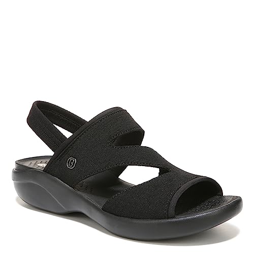 BZees Womens Cleo Strappy Sandal, Black, 8 Wide US