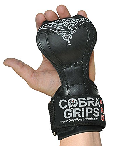 Cobra Grips PRO Weight Lifting Gloves Heavy Duty Straps Alternative Power Lifting Hooks for Deadlifts Wrist Wraps Support Bodybuilding (PRO Model for Men One Size, Black Rubber)