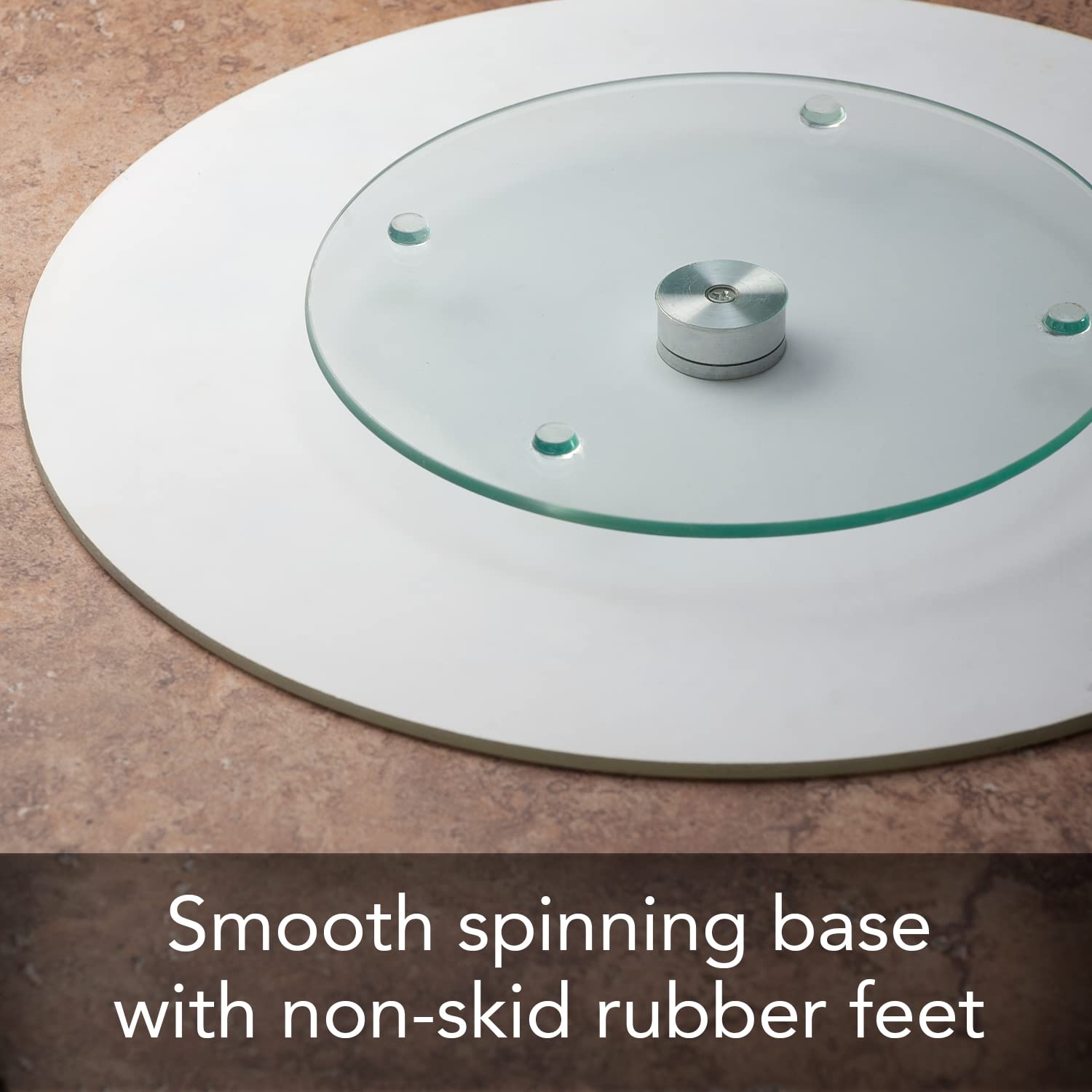 CounterArt Rustic Wine 4mm Heat Tolerant Tempered Glass Lazy Susan Turntable 13" Diameter Cake Plate Condiment Caddy Pizza Server