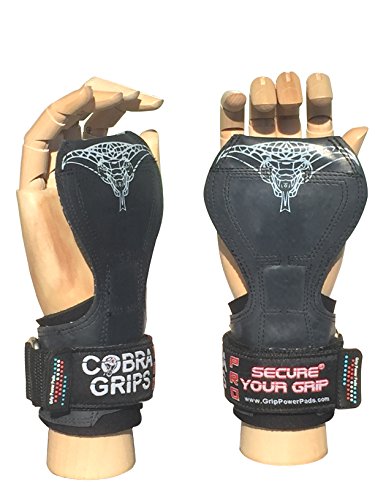 Cobra Grips PRO Weight Lifting Gloves Heavy Duty Straps Alternative Power Lifting Hooks for Deadlifts Wrist Wraps Support Bodybuilding (PRO Model for Men One Size, Black Rubber)